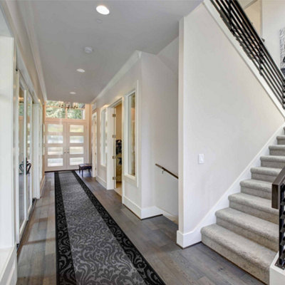 runrug Carpet Runner - Long Hallway Runner - 600cm x 60cm - Baroque, Grey
