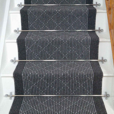 runrug Stair Carpet Runner - Non-Slip - 450cm x 66cm - Boulevard, Black ...