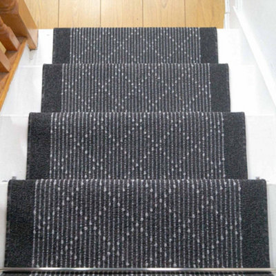 runrug Stair Carpet Runner - Non-Slip - 630cm x 66cm - Boulevard, Black
