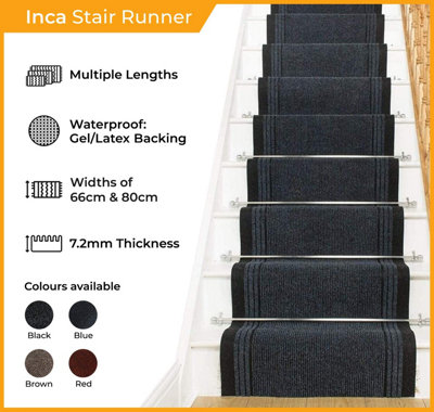 runrug Stair Carpet Runner - Non-Slip - 780cm x 80cm - Inca, Grey