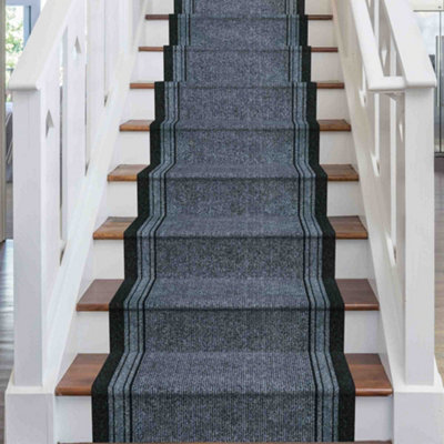 runrug Stair Carpet Runner - Non-Slip - 780cm x 80cm - Inca, Grey | DIY at B&Q