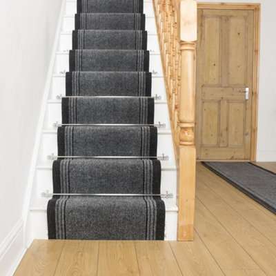 runrug Stair Carpet Runner - Non-Slip - 780cm x 80cm - Inca, Grey