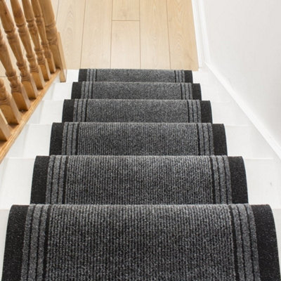 runrug Stair Carpet Runner - Non-Slip - 780cm x 80cm - Inca, Grey