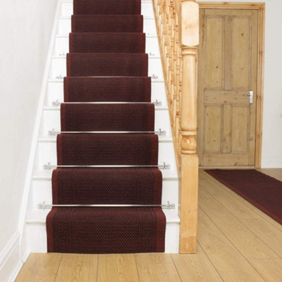 runrug Stair Carpet Runner - Non-Slip - 810cm x 80cm - Aztec, Red