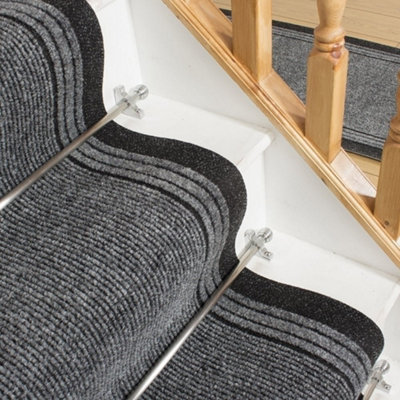 runrug Stair Carpet Runner - Non-Slip - 840cm x 66cm - Inca, Grey