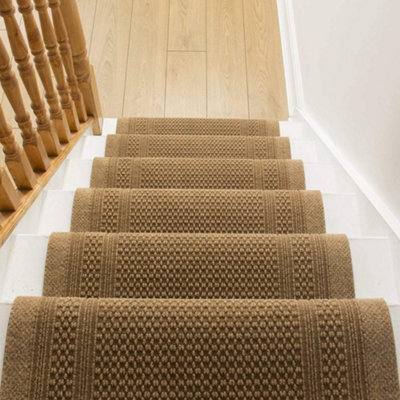 runrug Stair Carpet Runner - Non-Slip - 870cm x 66cm - Aztec, Beige