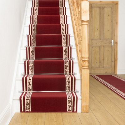 runrug Stair Carpet Runner - Stain Resistant - 450cm x 70cm - Key, Red | DIY at B&Q