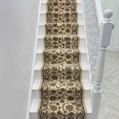 runrug Stair Carpet Runner - Stain Resistant - 450cm x 70cm - Scroll, Red