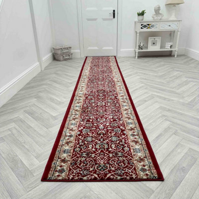 runrug Stair Carpet Runner - Stain Resistant - 540cm x 60cm - Pin, Red