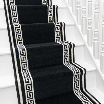 runrug Stair Carpet Runner - Stain Resistant - 540cm x 80cm - Key, Black