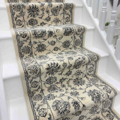 runrug Stair Carpet Runner - Stain Resistant - 600cm x 70cm - Scroll, Red | DIY at B&Q