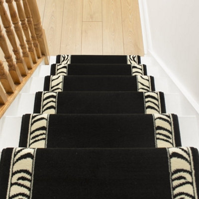 runrug Stair Carpet Runner - Stain Resistant - 600cm x 70cm - Zebra, Border