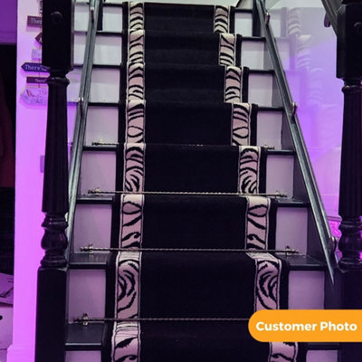 runrug Stair Carpet Runner - Stain Resistant - 600cm x 70cm - Zebra, Border