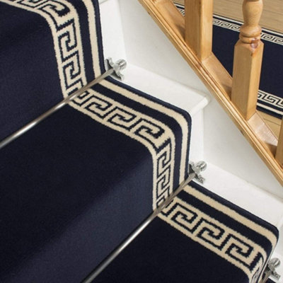 runrug Stair Carpet Runner - Stain Resistant - 660cm x 70cm - Key, Blue