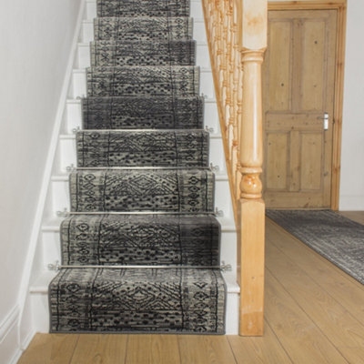 runrug Stair Carpet Runner - Stain Resistant - 720cm x 70cm - Afrikans, Grey