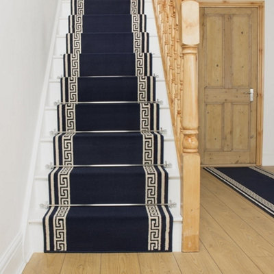 runrug Stair Carpet Runner - Stain Resistant - 720cm x 80cm - Key, Blue