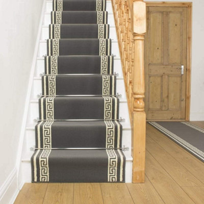 runrug Stair Carpet Runner - Stain Resistant - 780cm x 80cm - Key, Grey