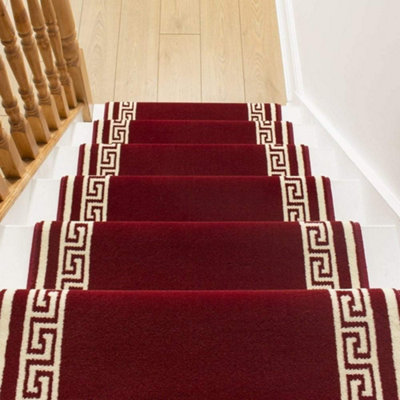 runrug Stair Carpet Runner - Stain Resistant - 900cm x 80cm - Key, Red