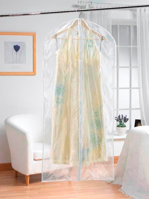 Russel 2pc Peva Clear Dress Cover with White Trim