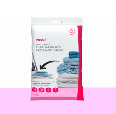 Russel - Set of 2 Large Flat Vacuum Storage Bags - 90cm W x 55cm H