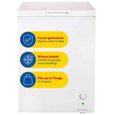 RUSSELL HOBBS CHEST FREEZER 143L FREESTANDING WHITE WITH 5 YEAR ...