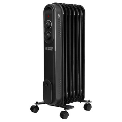 Russell Hobbs Electric Heater 1500W Black 7 Fin Oil Filled Radiator ...