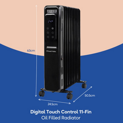 Russell Hobbs Electric Heater 2500W Black Digital 11 Fin Oil Filled ...