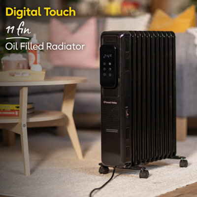 Russell Hobbs Electric Heater 2500W Black Digital 11 Fin Oil Filled ...