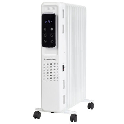 Russell Hobbs Electric Heater 2500W White Digital 11 Fin Oil Filled ...