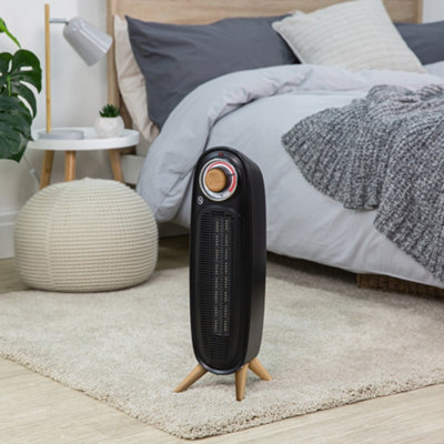 Russell Hobbs Electric Tower Heater 2000W Retro Black with Scandi Wood ...