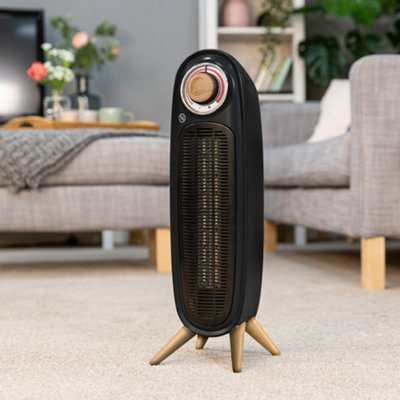 Russell Hobbs Electric Tower Heater 2000W Retro Black with Scandi Wood ...