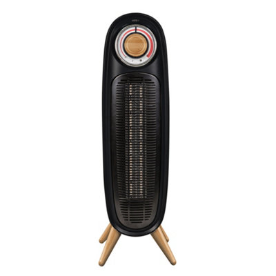 Russell Hobbs Electric Tower Heater 2000W Retro Black with Scandi Wood ...