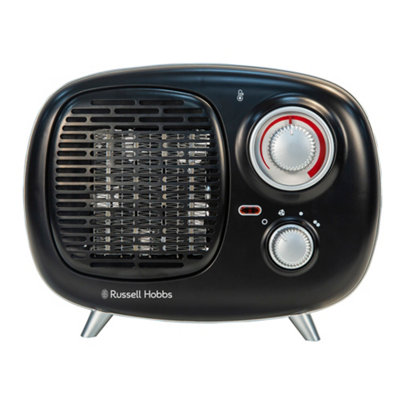 Russell Hobbs Fan Heater 1500W Portable Electric Retro Black Ceramic ...