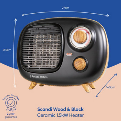 Russell Hobbs Fan Heater Scandi Wood Effect 1500W Portable Electric ...