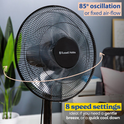 Russell Hobbs Pedestal Fan 3 in 1 Black Electric Cooling with Remote ...