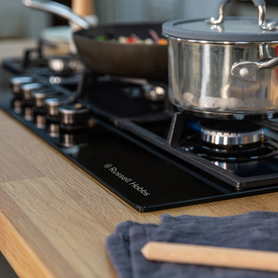 Russell Hobbs RH86GH702DS Midnight Collection Black Glass 90cm Wide, 5 ...