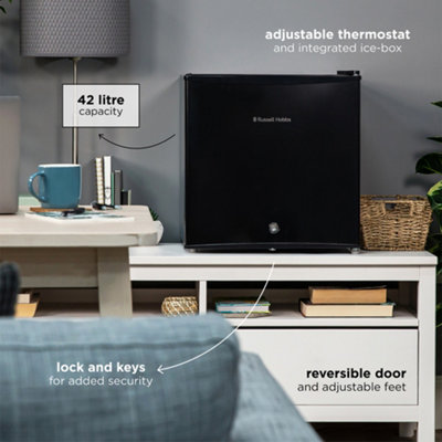 Russell Hobbs RHTTLF1B-LCK Lockable Table Top Fridge in Black | DIY at B&Q