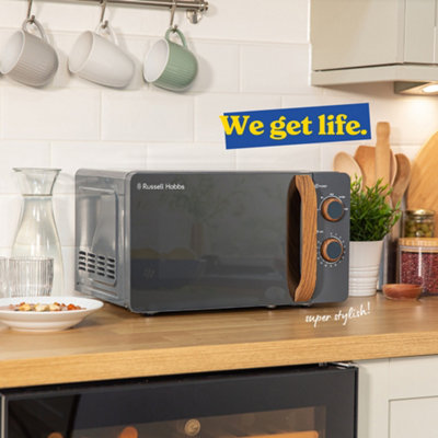 Buy Russell Hobbs Scandi Microwave 17 Litre 700W Grey Wood Effect ...