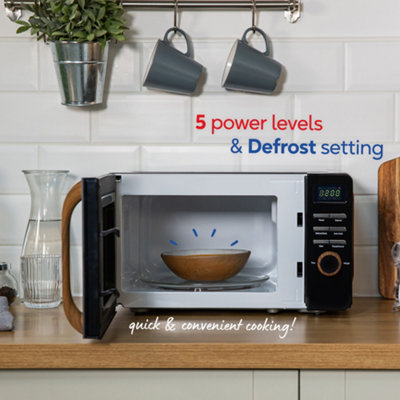 Russell Hobbs Scandi Microwave 17 Litre 700W Matt Black Wood Effect ...