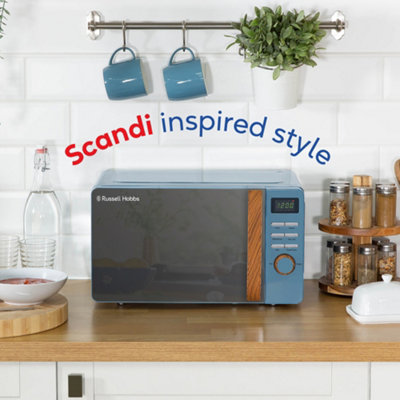 Russell Hobbs Scandi Microwave 17 Litre 700W Matt Blue Wood Effect ...