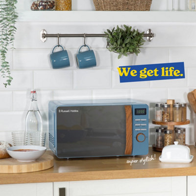 Russell Hobbs Scandi Microwave 17 Litre 700W Matt Blue Wood Effect ...