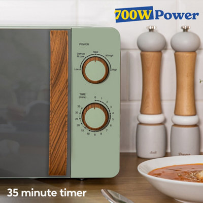Russell Hobbs Scandi Microwave 17 Litre 700W Matt Green Wood Effect ...
