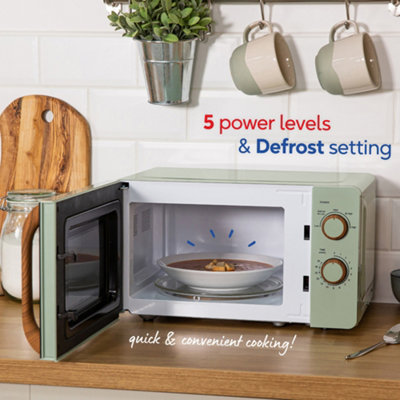 Russell Hobbs Scandi Microwave 17 Litre 700W Matt Green Wood Effect ...