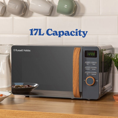 Russell Hobbs Scandi Microwave 17 Litre 700W Matt Grey Wood Effect ...