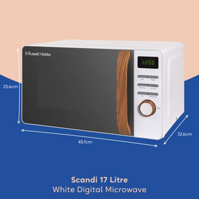 Russell Hobbs Scandi Microwave 17 Litre 700W White Wood Effect Digital ...