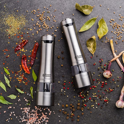 Russell Hobbs Stainless Steel Electric Salt & Pepper Mill Set