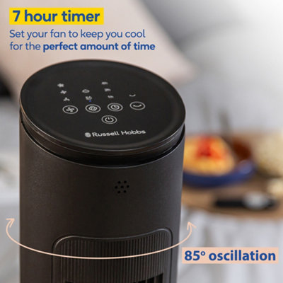 Russell Hobbs Tower Fan Electric 3 Speed Premium Black with Remote RHTWR3SB
