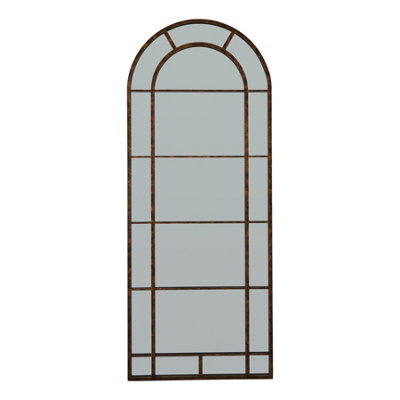 Rust Effect Large Arched Window Mirror