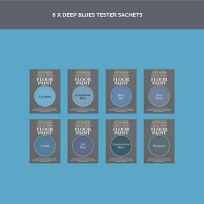 Rust-Oleum Blue Chalky Floor Paint Tester Samples - 10ml | DIY at B&Q