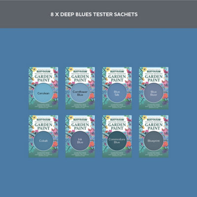 Rust-Oleum Blue Satin Garden Paint Tester Samples - 10ml | DIY at B&Q